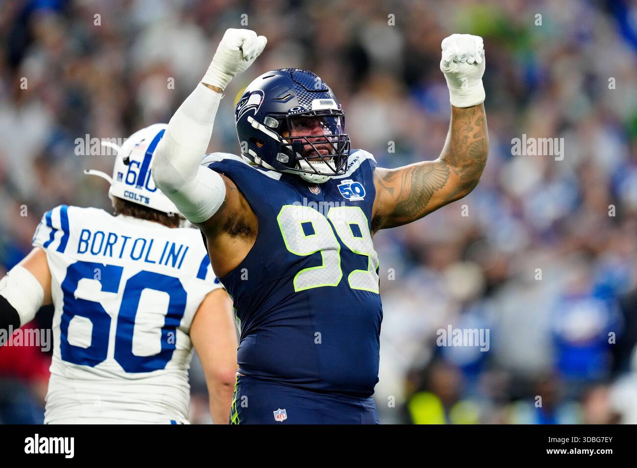 Seattle Seahawks defensive end Leonard Williams (99) celebrates during ...