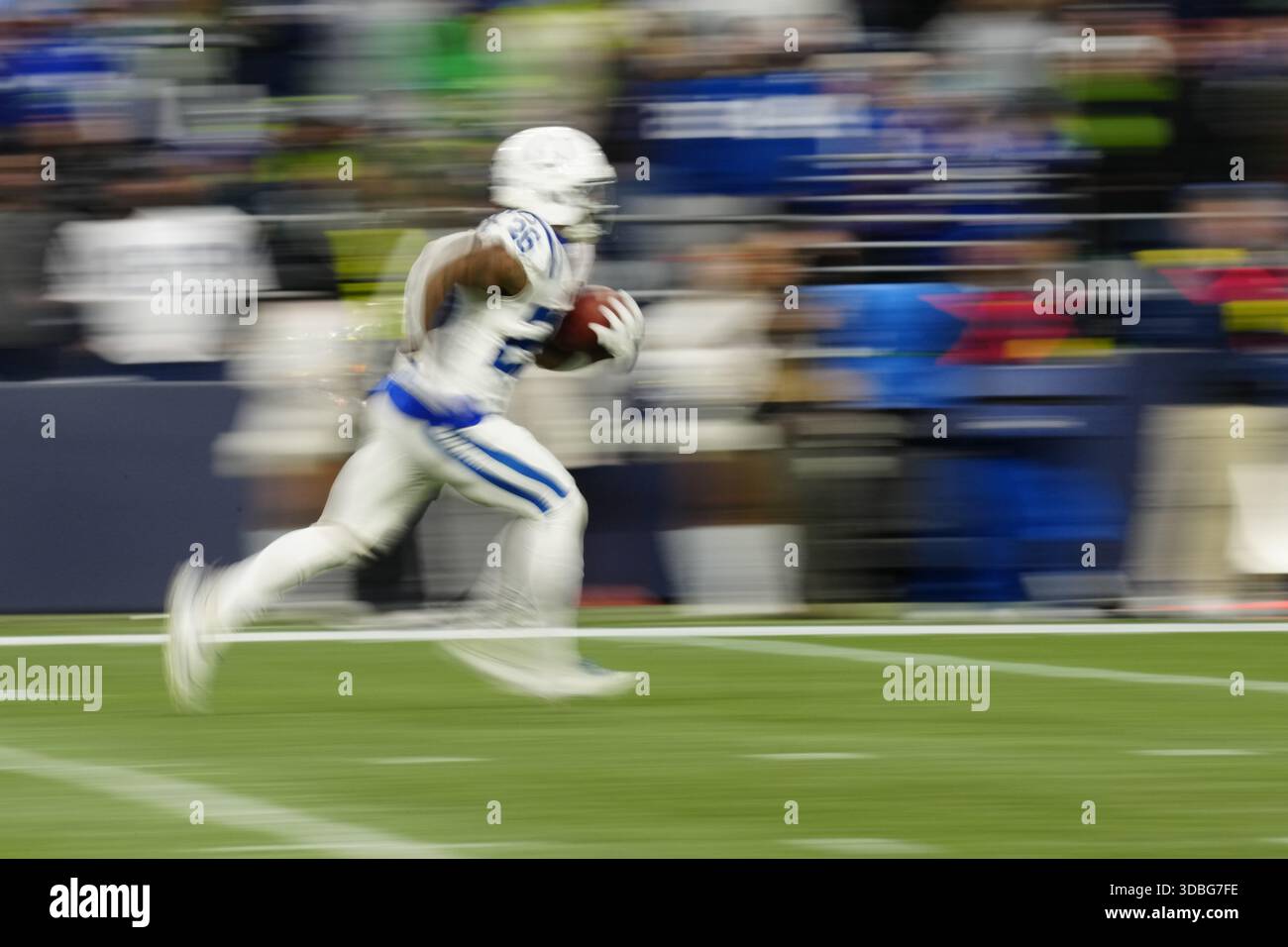 In this photo taken with a slow shutter speed, Indianapolis Colts ...