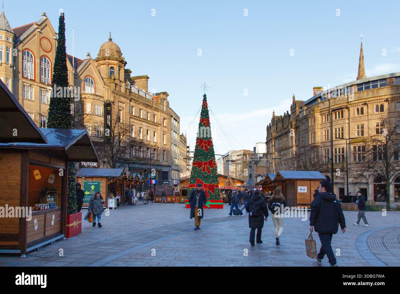 Sheffield Christmas market and tree 2025 Stock Photo - Alamy