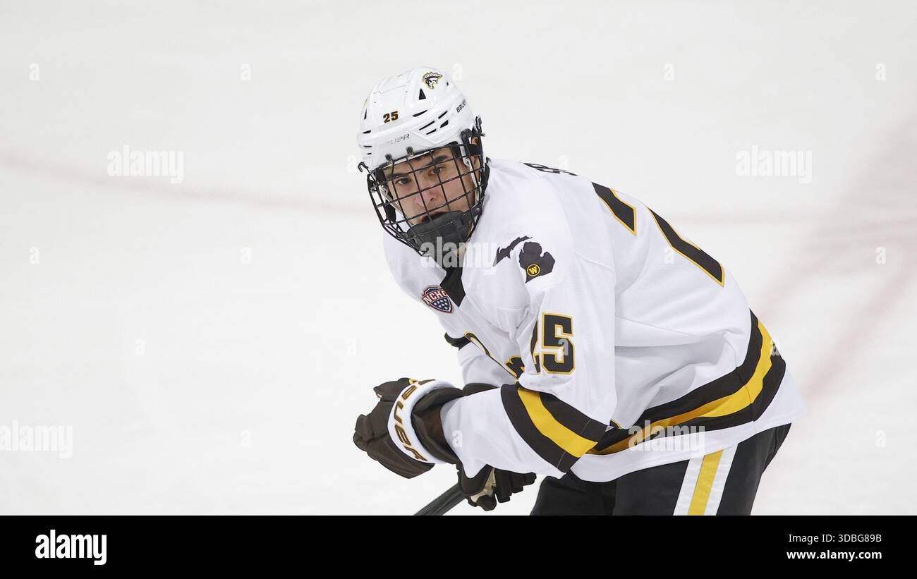 Western Michigan's Cole Spicer plays during an NCAA hockey game on ...