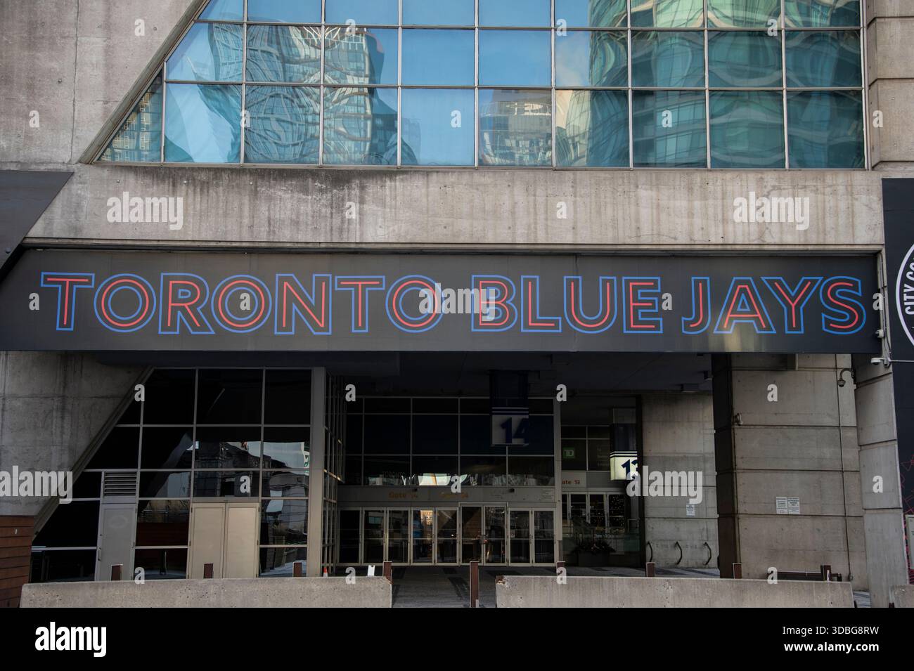 Toronto Blue Jays sign at Rogers Centre on Blue Jays Way in downtown ...