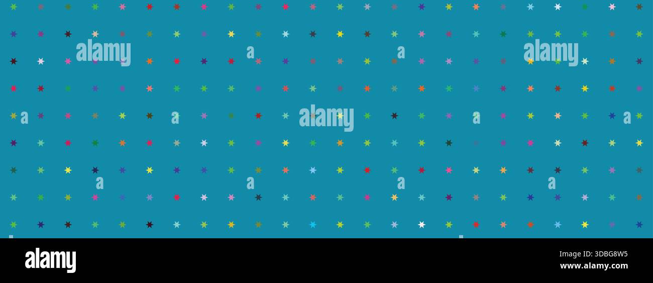 Repeating pattern of colorful star shapes on a teal background, graphic ...