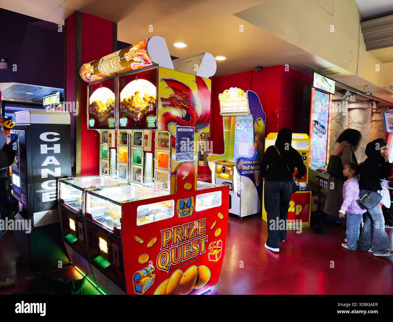 Stretford, UK - November 15, 2025: Vibrant arcade scene in Manchester ...
