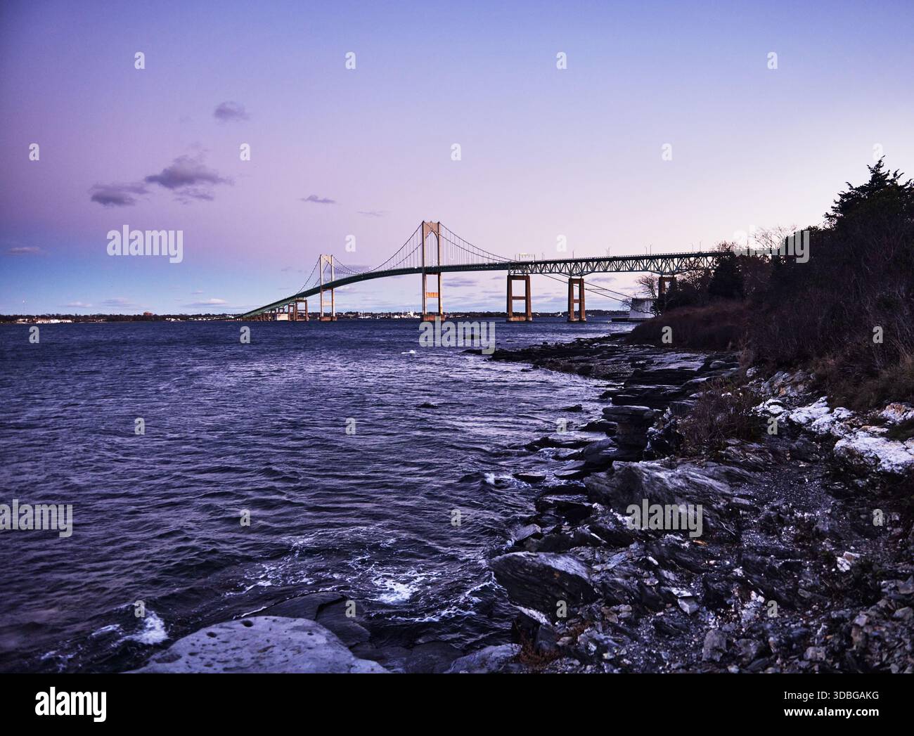 Claiborne Pell Bridge, commonly known as the Newport Bridge, spanning ...