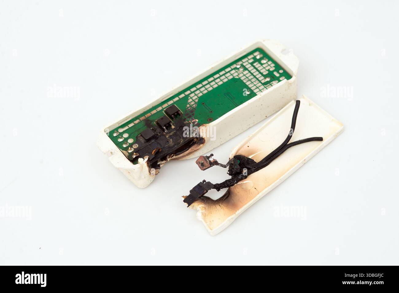 Burned and melted electronic power supply circuit after electrical ...