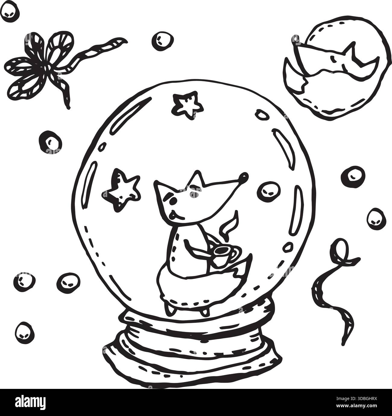 Black fox in snow Stock Vector Images - Alamy