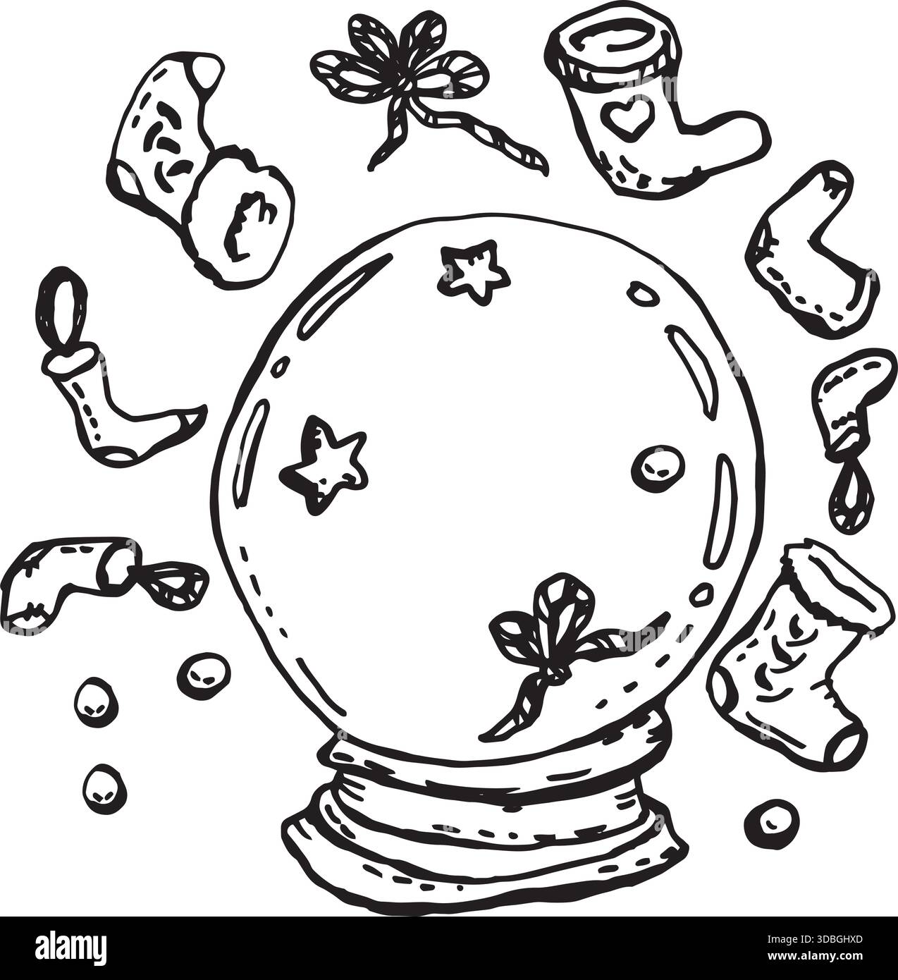 Christmas snow globe sketch Black and White Stock Photos & Images - Alamy