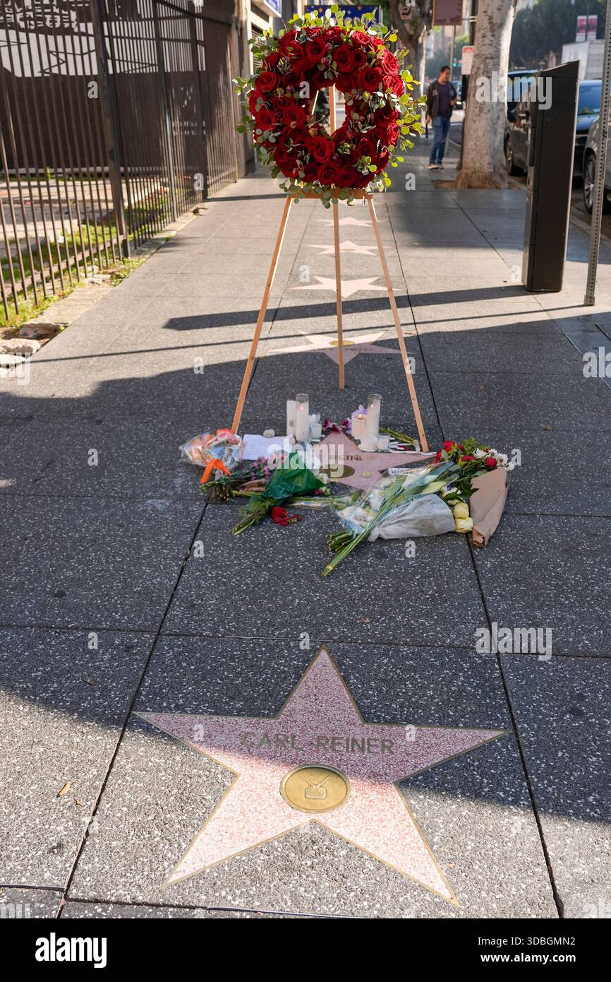 A view of Carl Reiner's star on the Walk of Fame and Rob Reiner's star ...