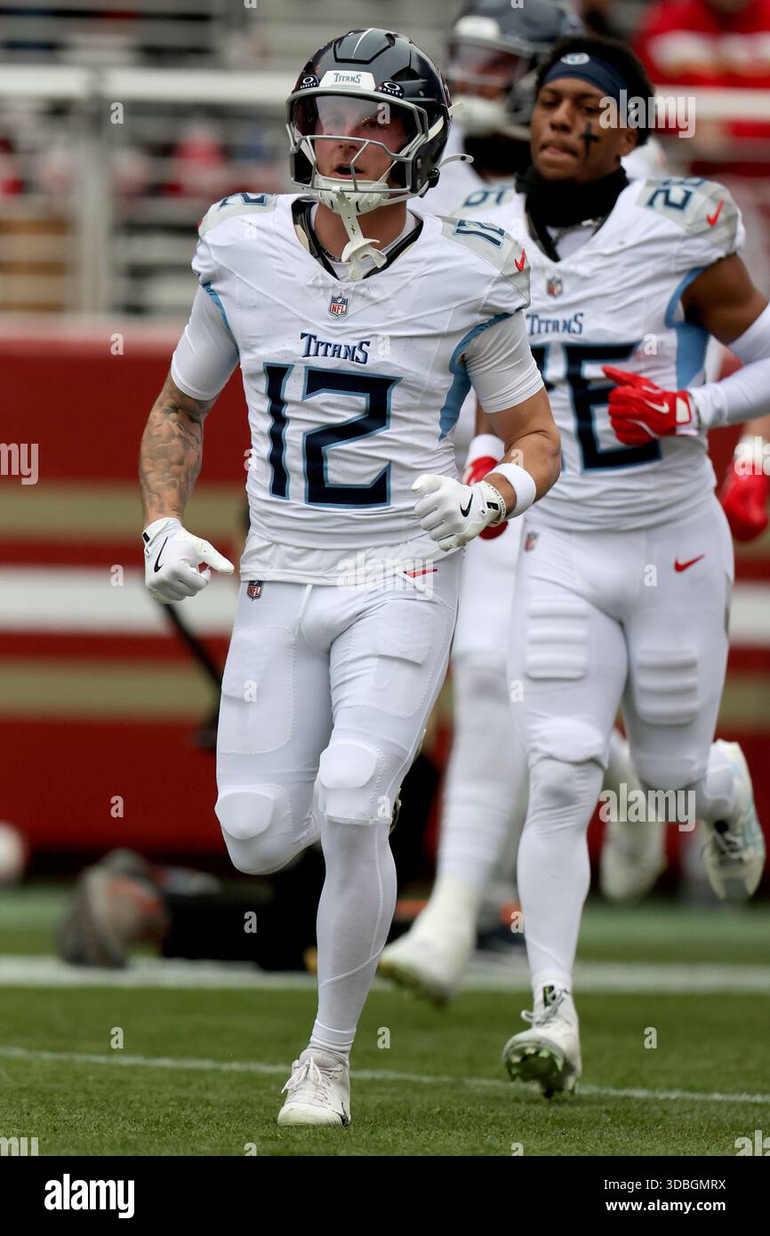 Tennessee Titans wide receiver Mason Kinsey (12) runs onto field during an NFL football game ...