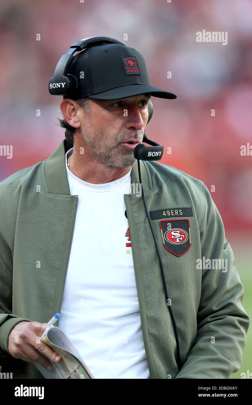 San Francisco 49ers head coach Kyle Shanahan stands on the sideline ...