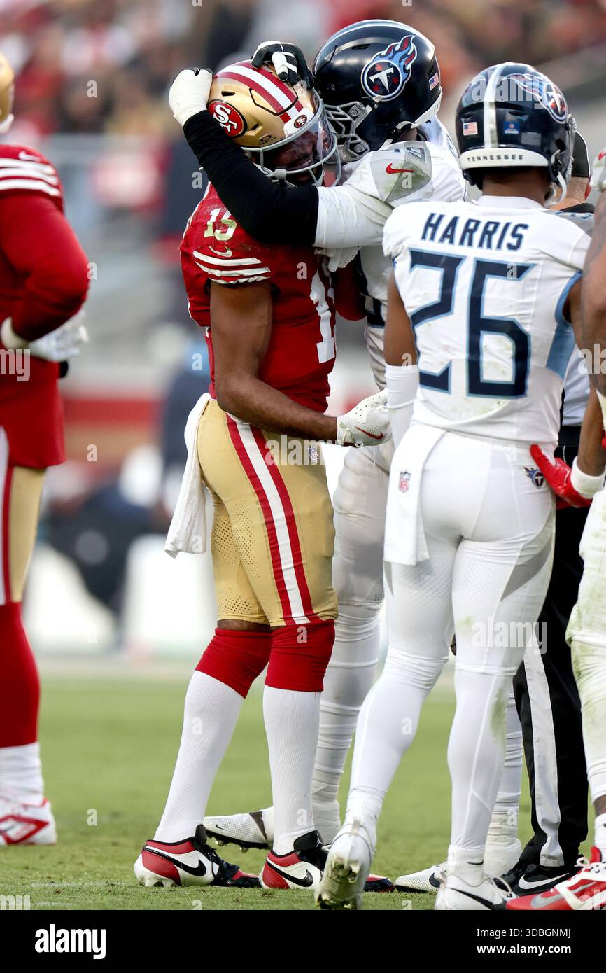 Tennessee Titans linebacker Arden Key (49) and San Francisco 49ers wide ...
