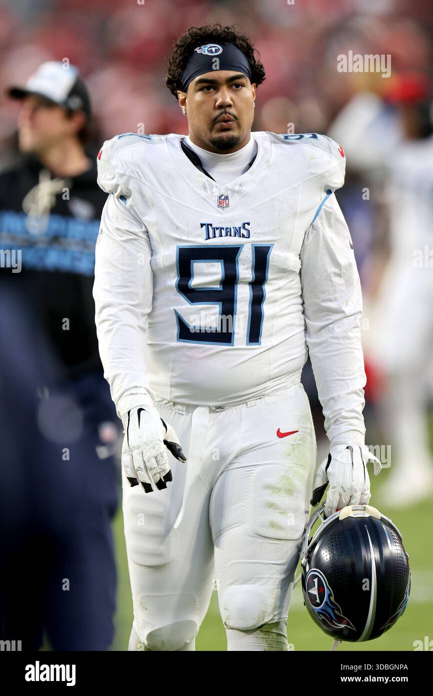 Tennessee Titans defensive lineman C.J. Ravenell (91) walks off the ...