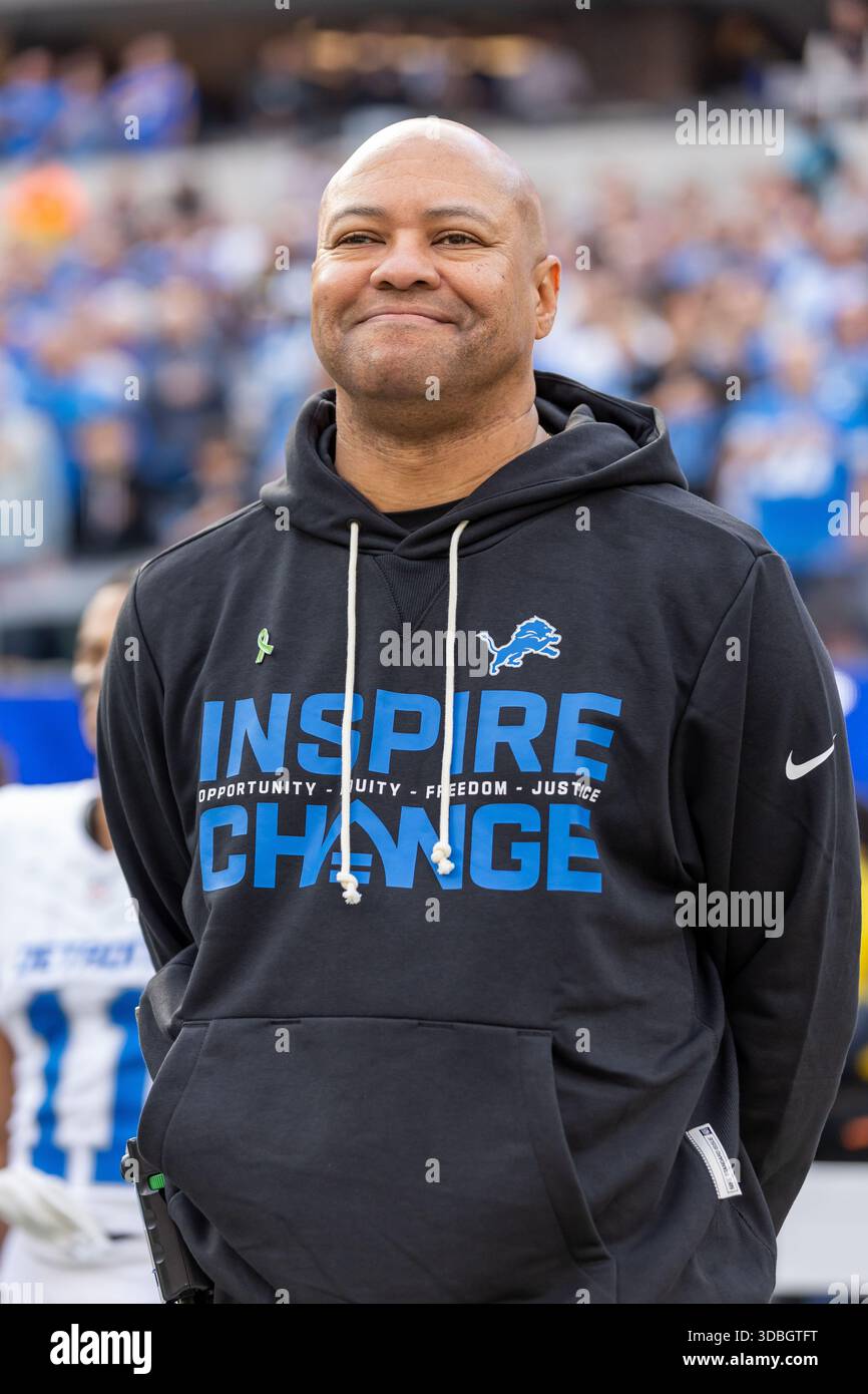 Detroit Lions passing game coordinator coach David Shaw stands for the ...