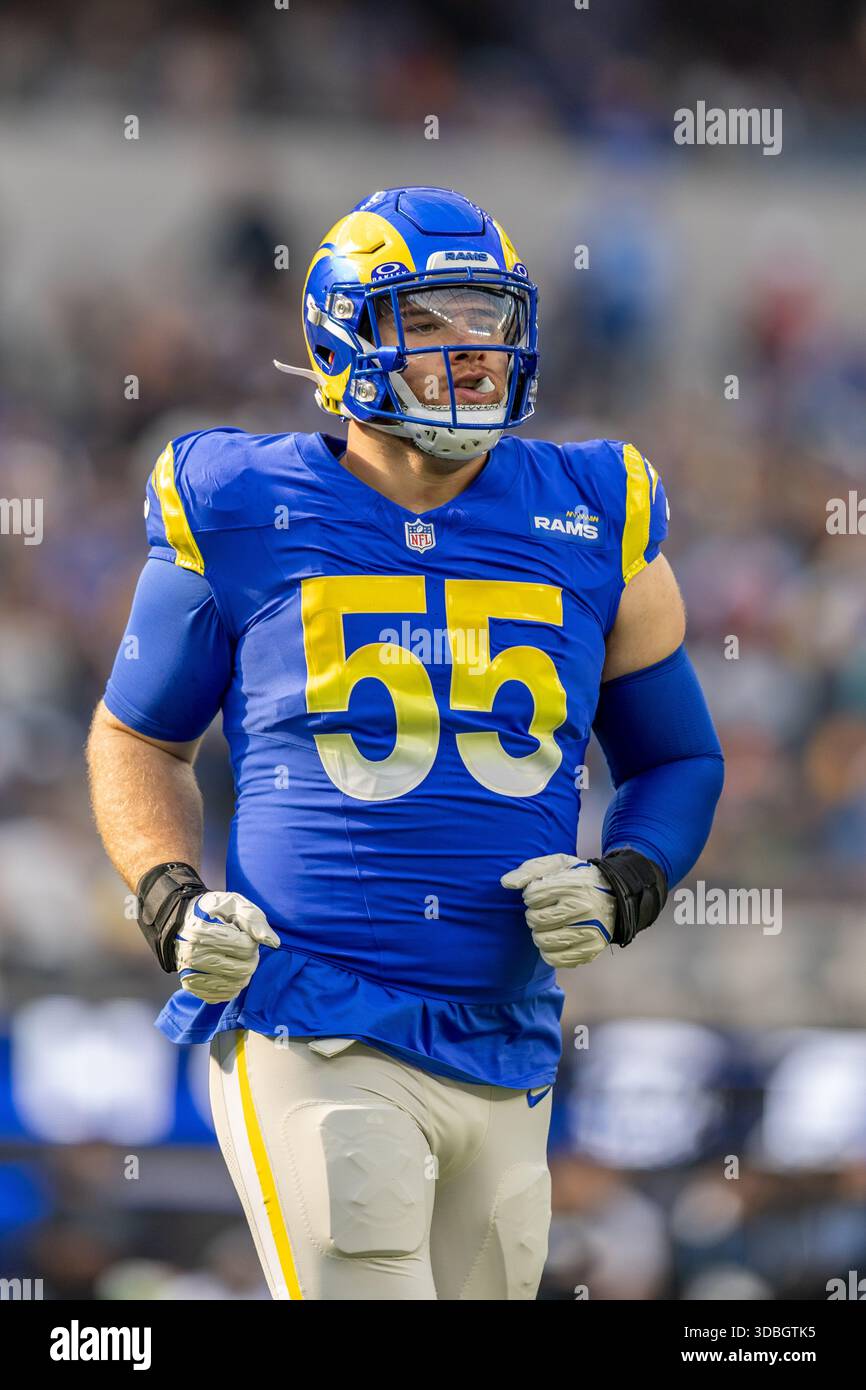 Los Angeles Rams defensive end Braden Fisk (55) against the Detroit ...