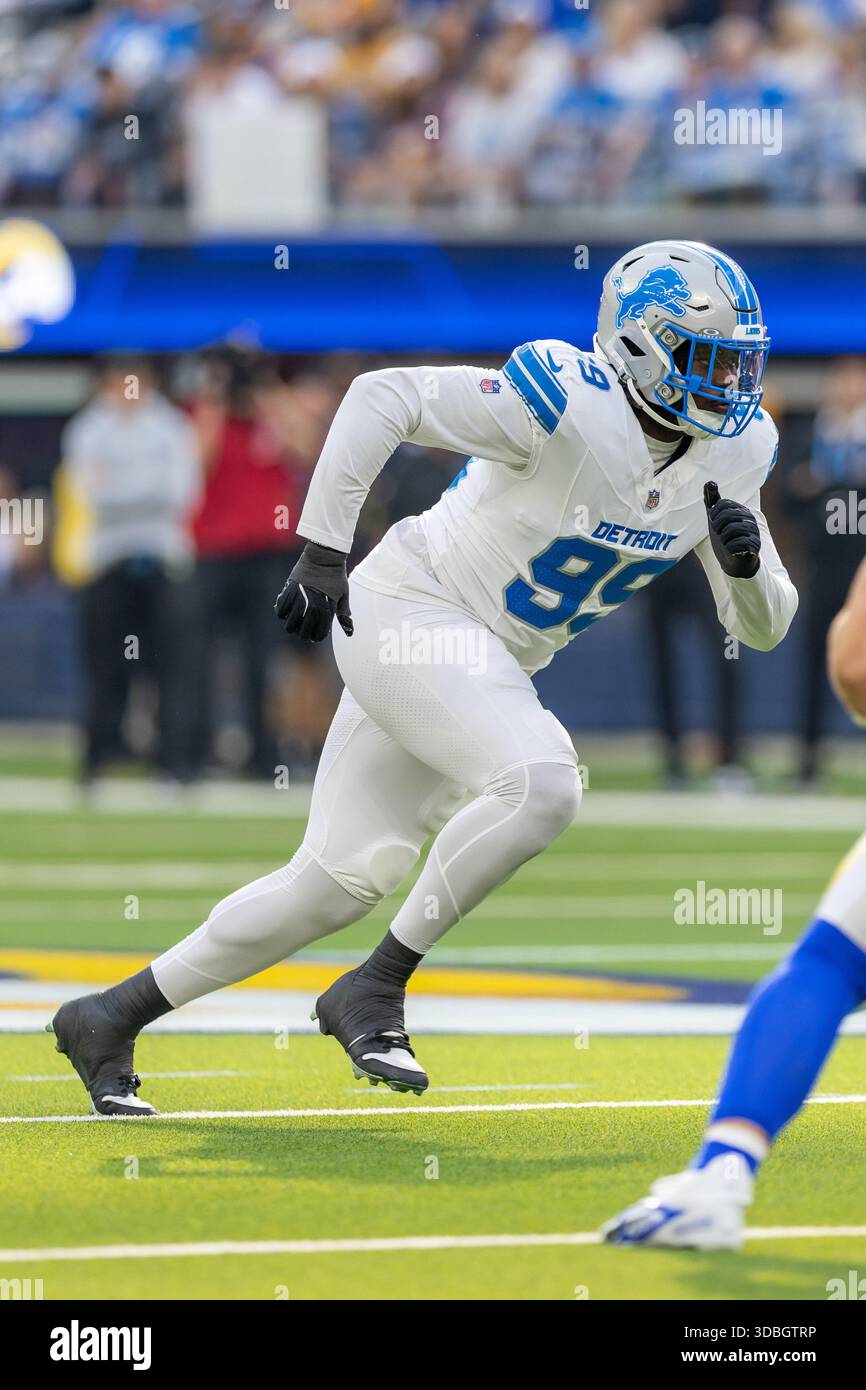Detroit Lions edge rusher Tyrus Wheat (99) against the Los Angeles Rams ...
