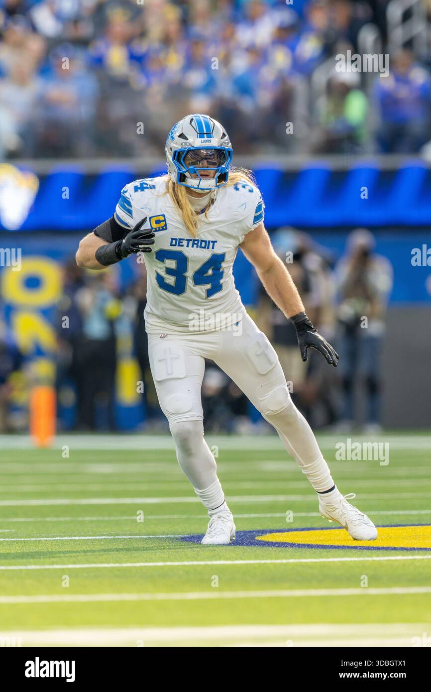 Detroit Lions linebacker Alex Anzalone (34) against the Los Angeles ...