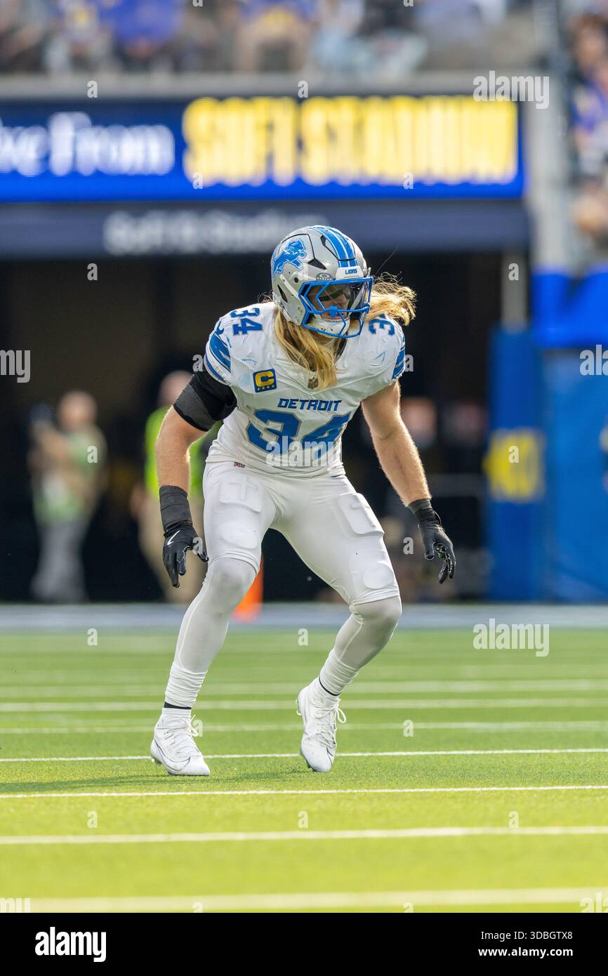 Detroit Lions linebacker Alex Anzalone (34) against the Los Angeles ...