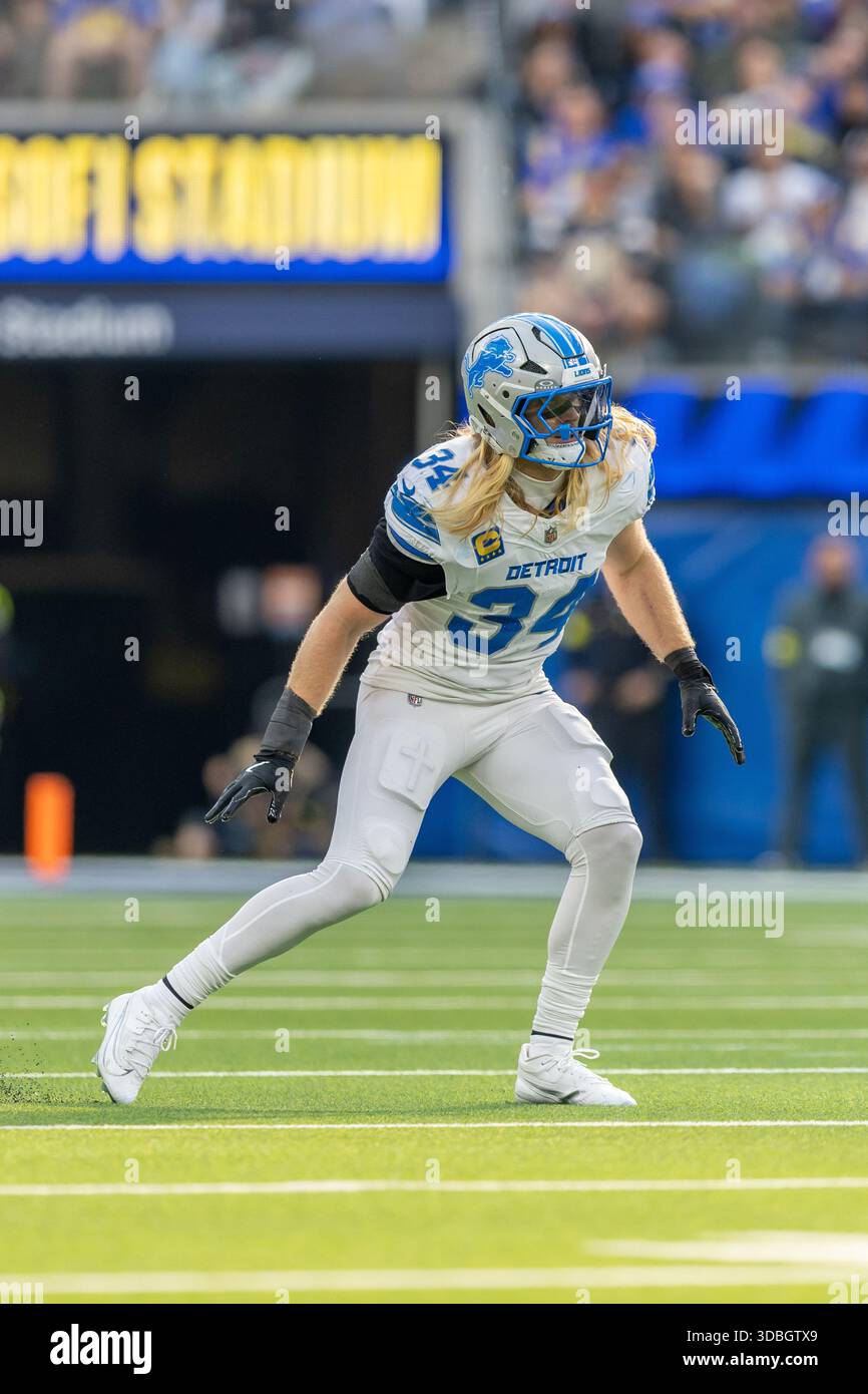 Detroit Lions linebacker Alex Anzalone (34) against the Los Angeles ...