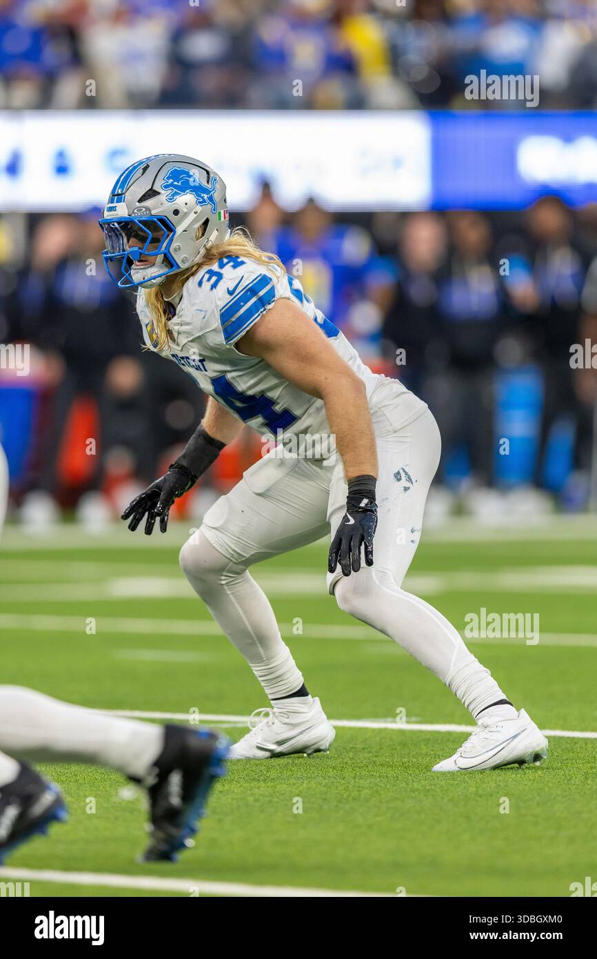 Detroit Lions linebacker Alex Anzalone (34) against the Los Angeles ...