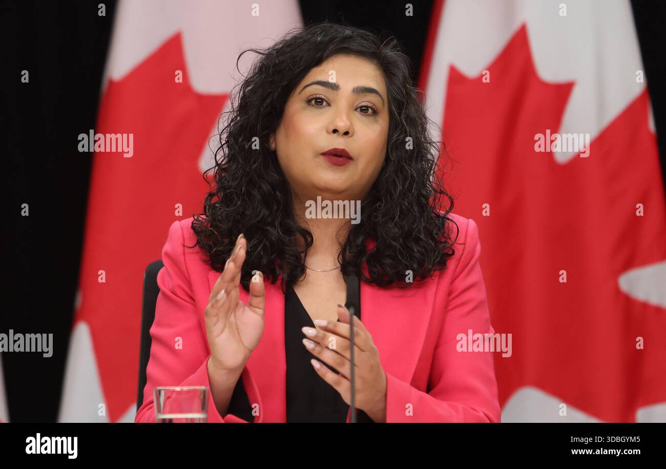 Liberal MP Iqra Khalid speaks at a press conference in Ottawa on ...