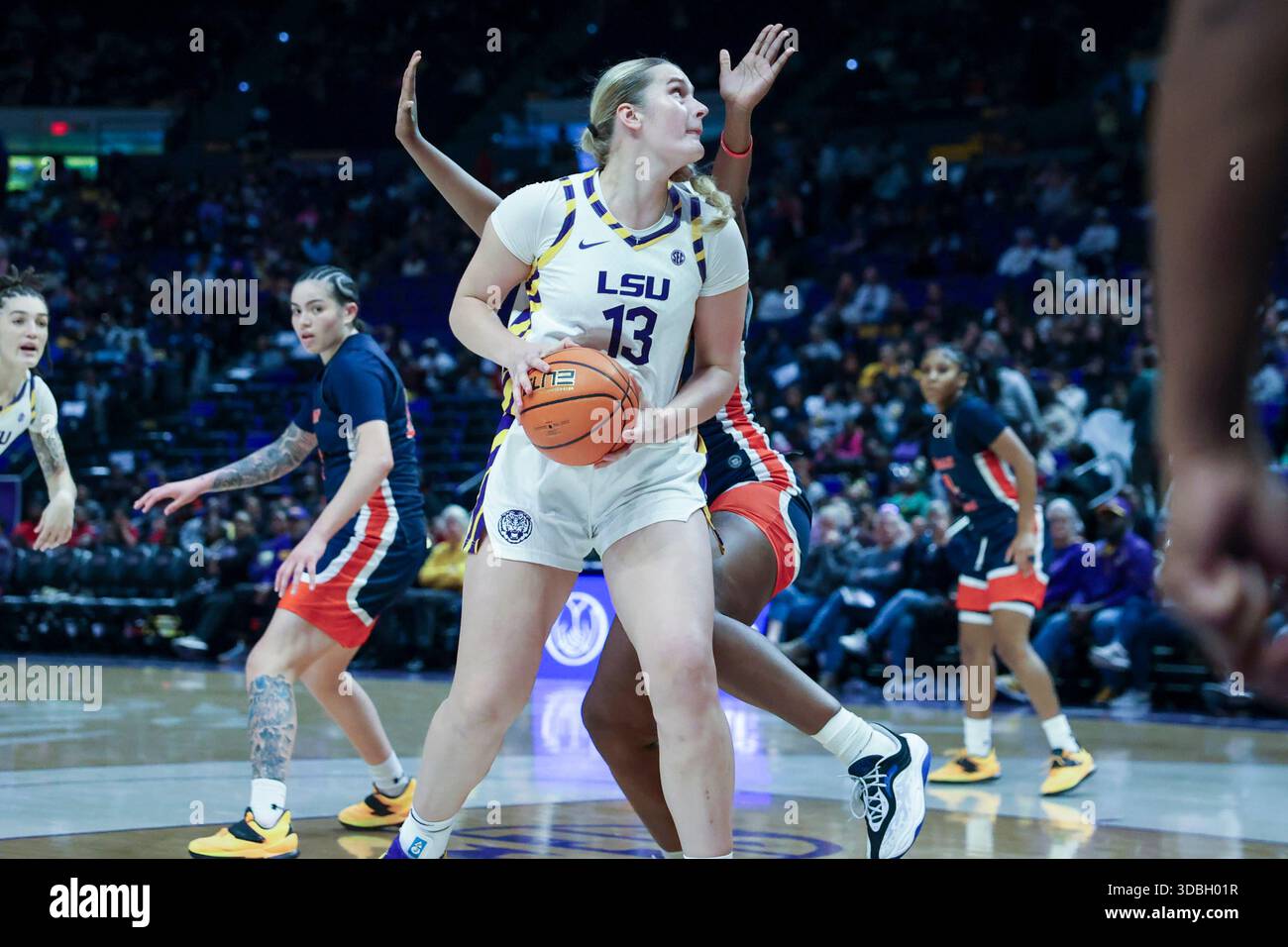 LSU Tigers forward Kate Koval (13) posts up Morgan State Lady Bears ...