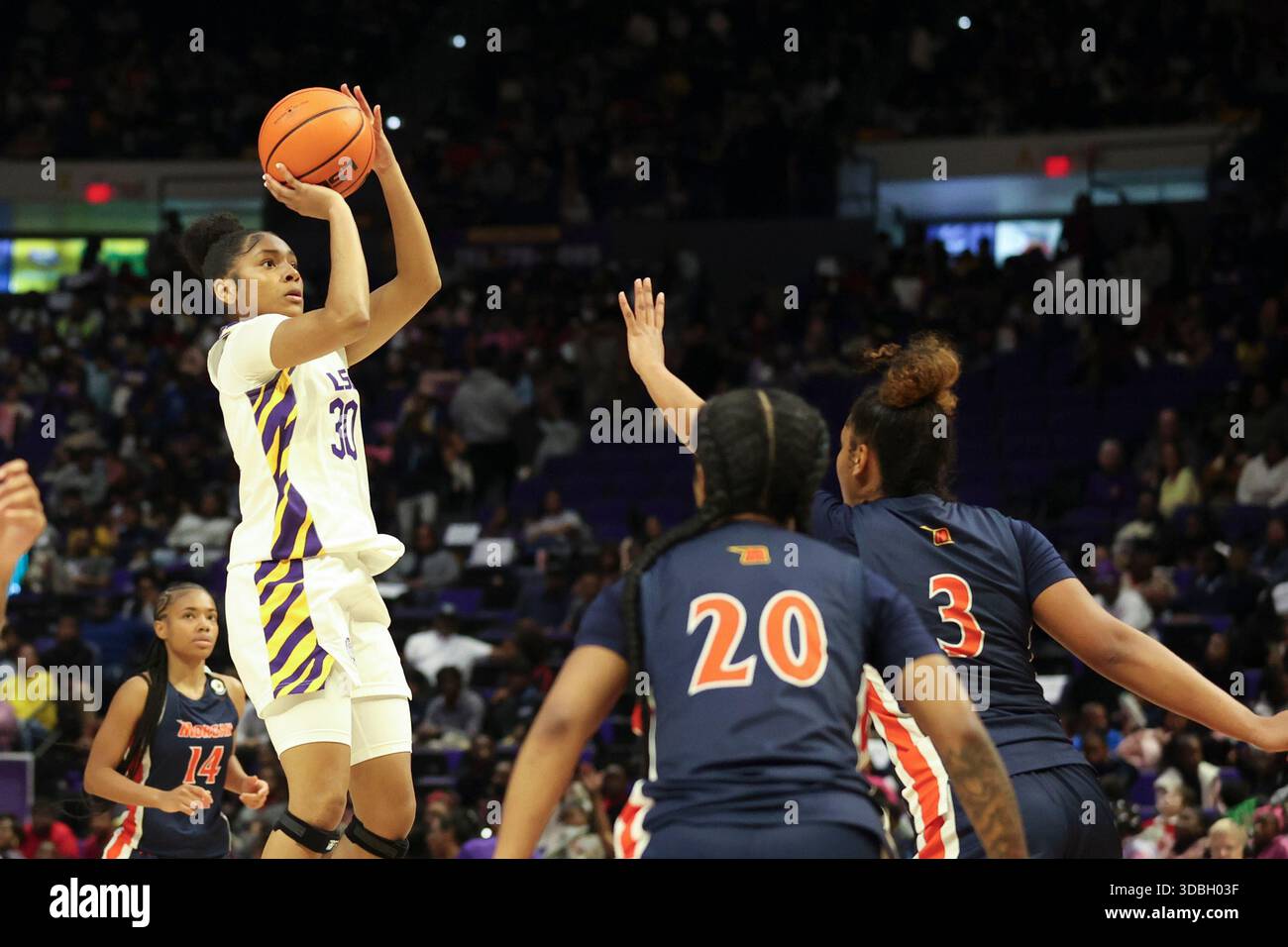 LSU Tigers guard Jada Richard (30) shoots a jumper over Morgan State ...