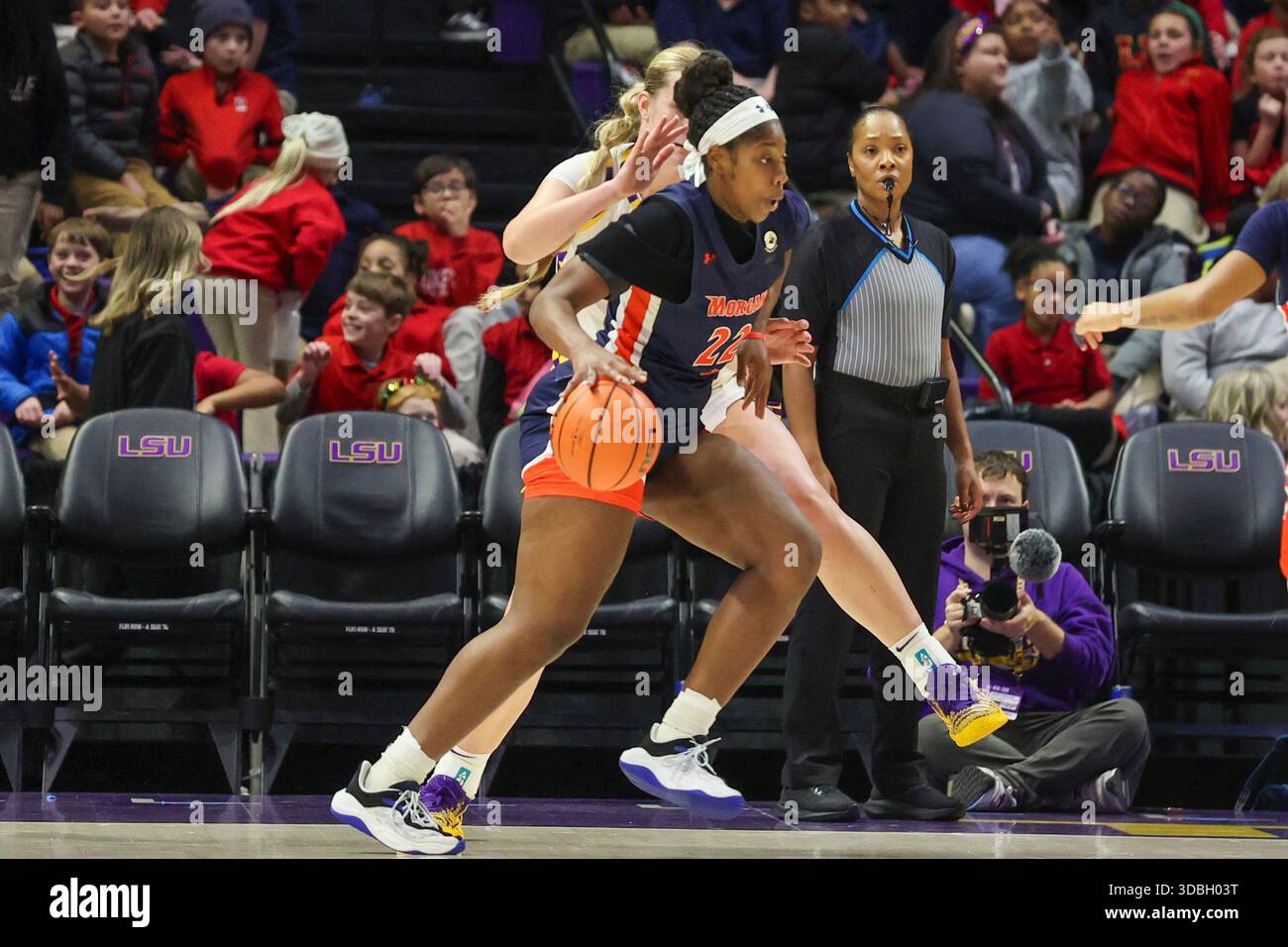 Morgan State Lady Bears center Jael Butler (22) tries to make a move ...