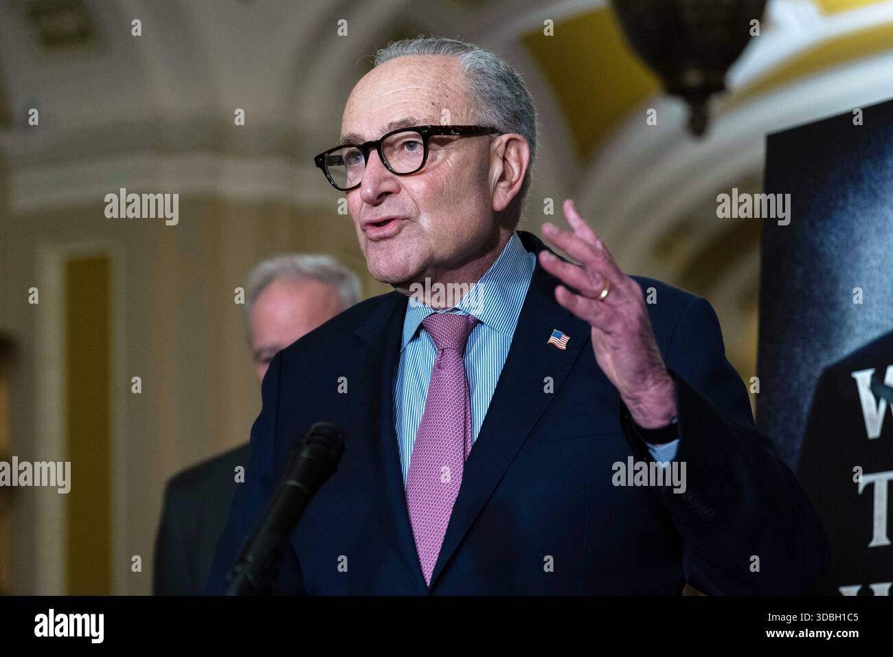 Senate Minority Leader Chuck Schumer, D-N.Y., speaks to reporters ...
