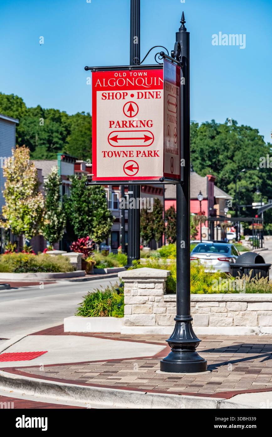 Old Town Algonquin Illinois wayfinding sign highlighting shopping ...