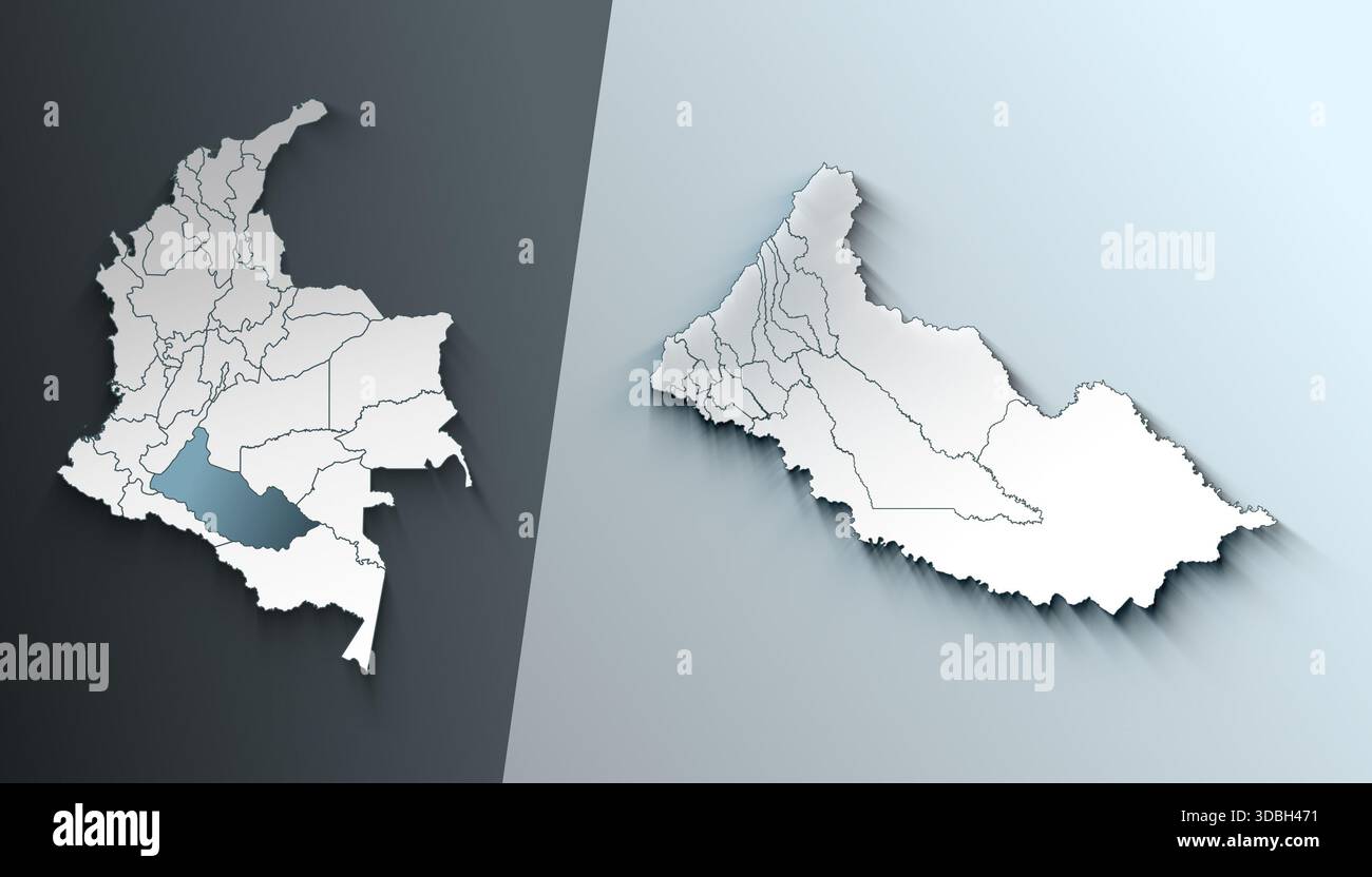 Modern Map of Caqueta Colombia Department with District Borders Stock ...