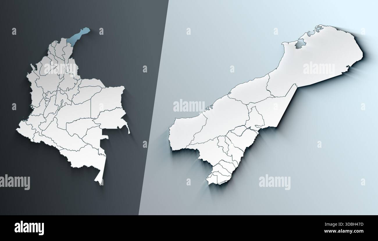 Modern Map of La Guajira Colombia Department with District Borders ...