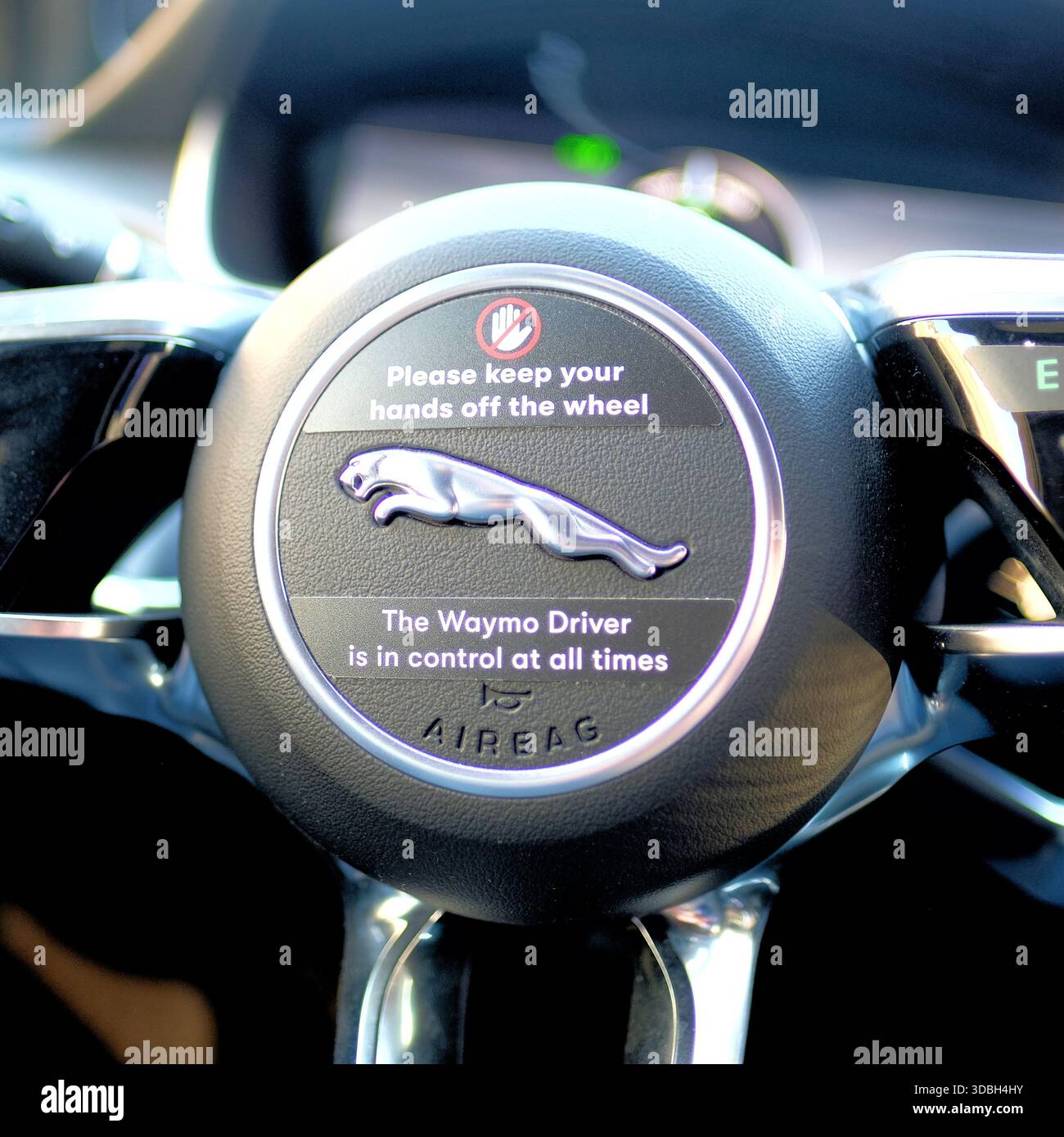 Waymo disabled steering wheel with warning signs: please keep your ...