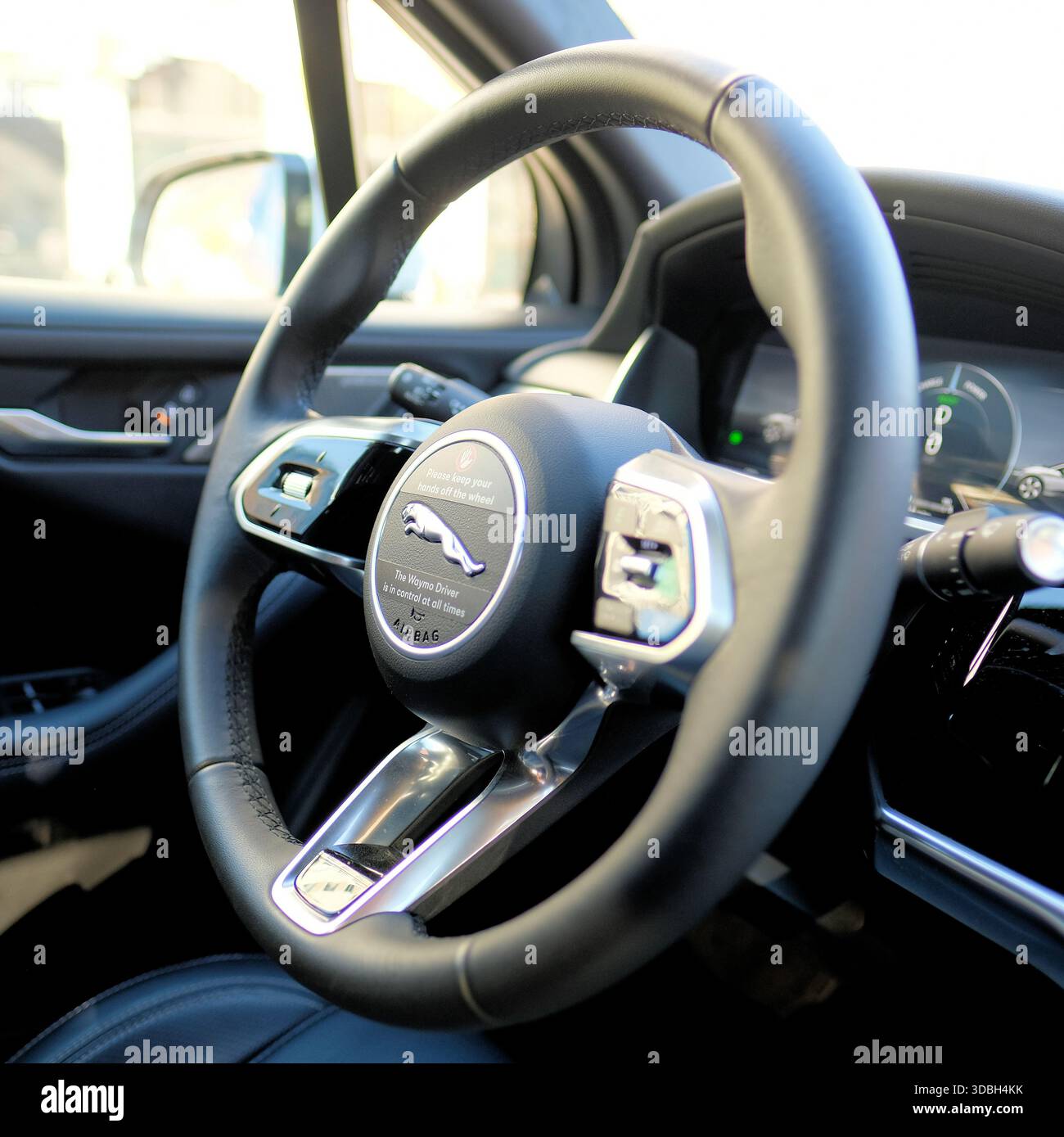 Waymo disabled steering wheel with warning signs: please keep your ...