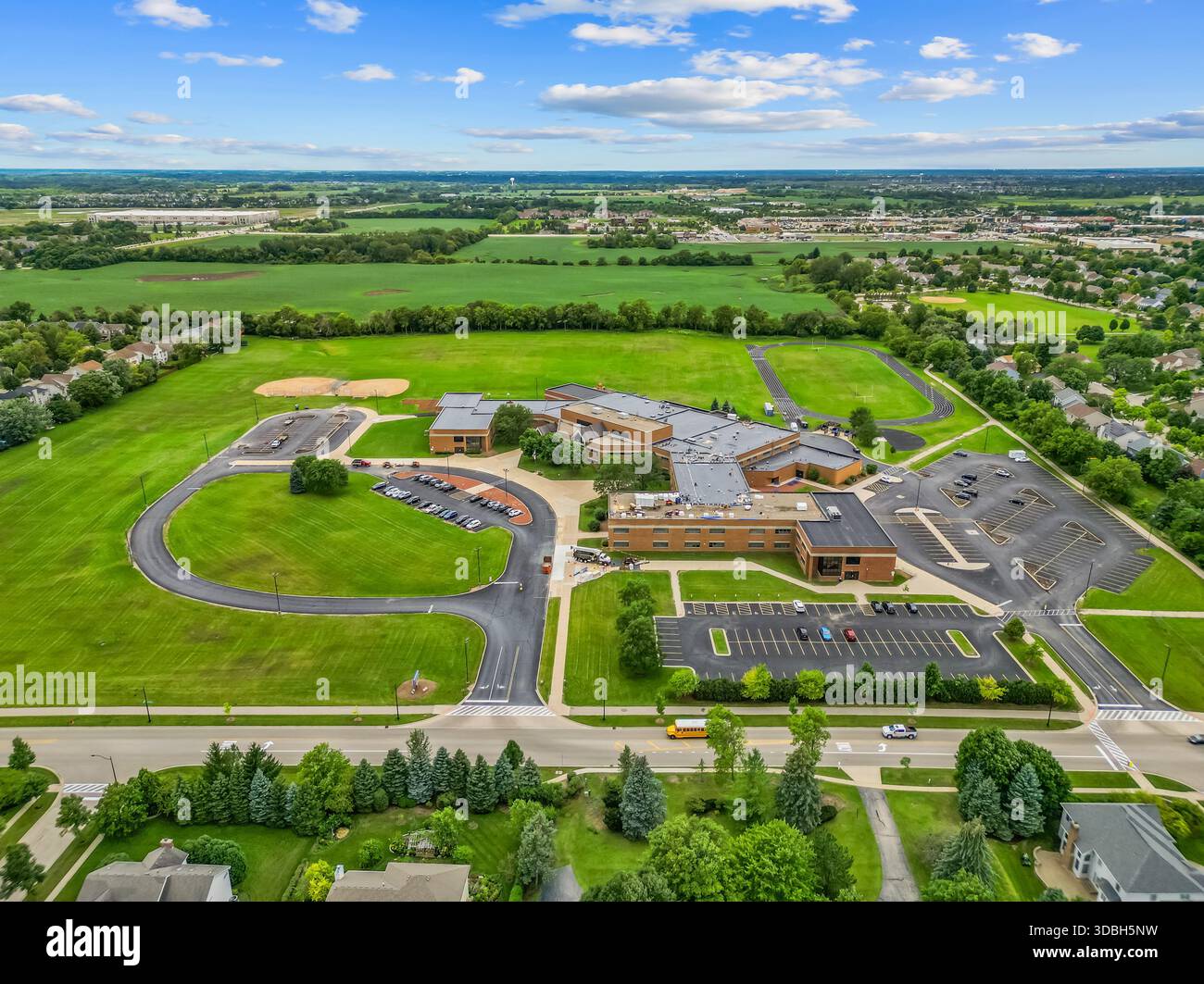 Aerial view of Westfield Community School in Algonquin Illinois showing ...