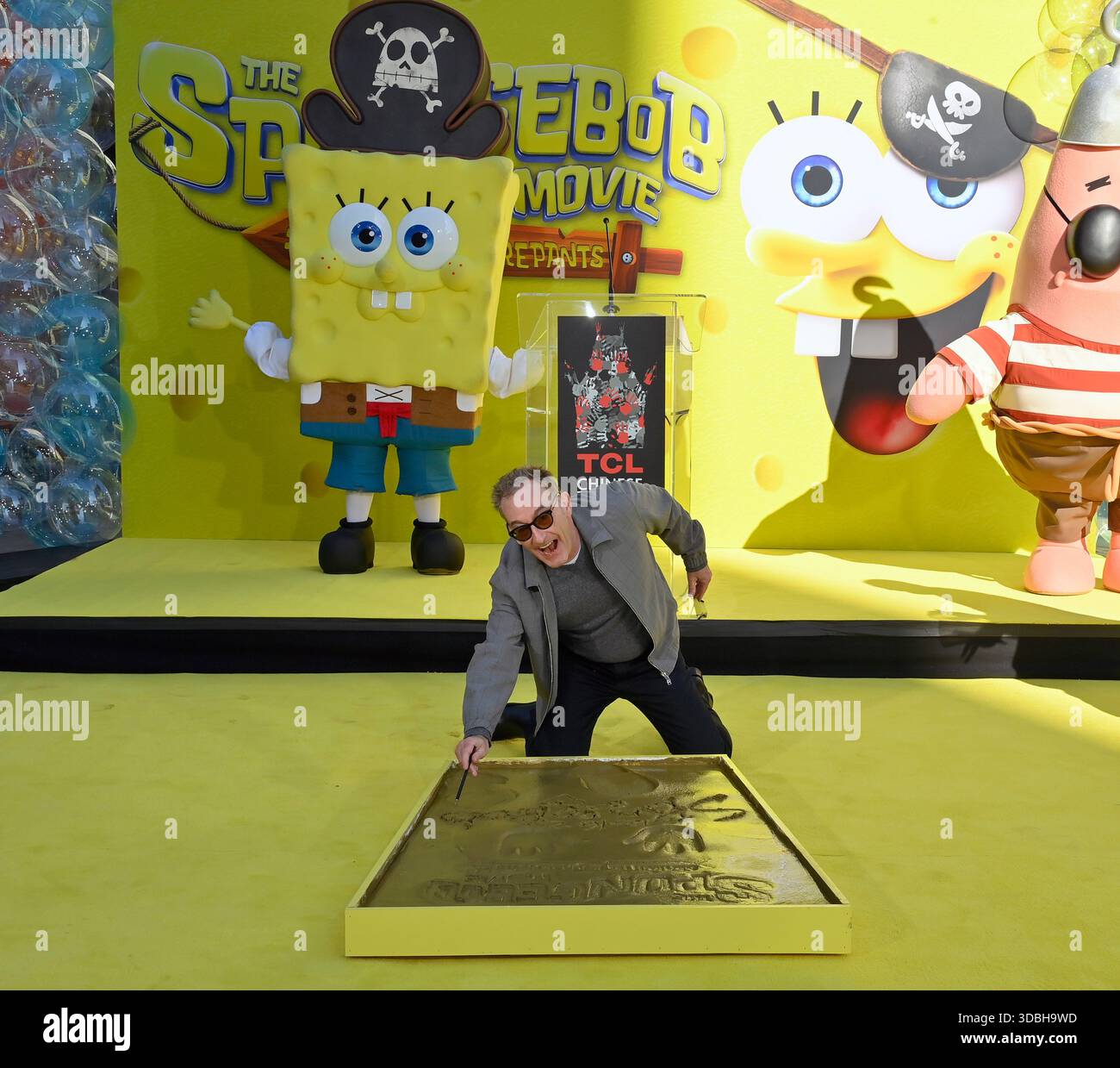 Tom Kenny, the voice of SpongeBob participates in a hand and footprint ...