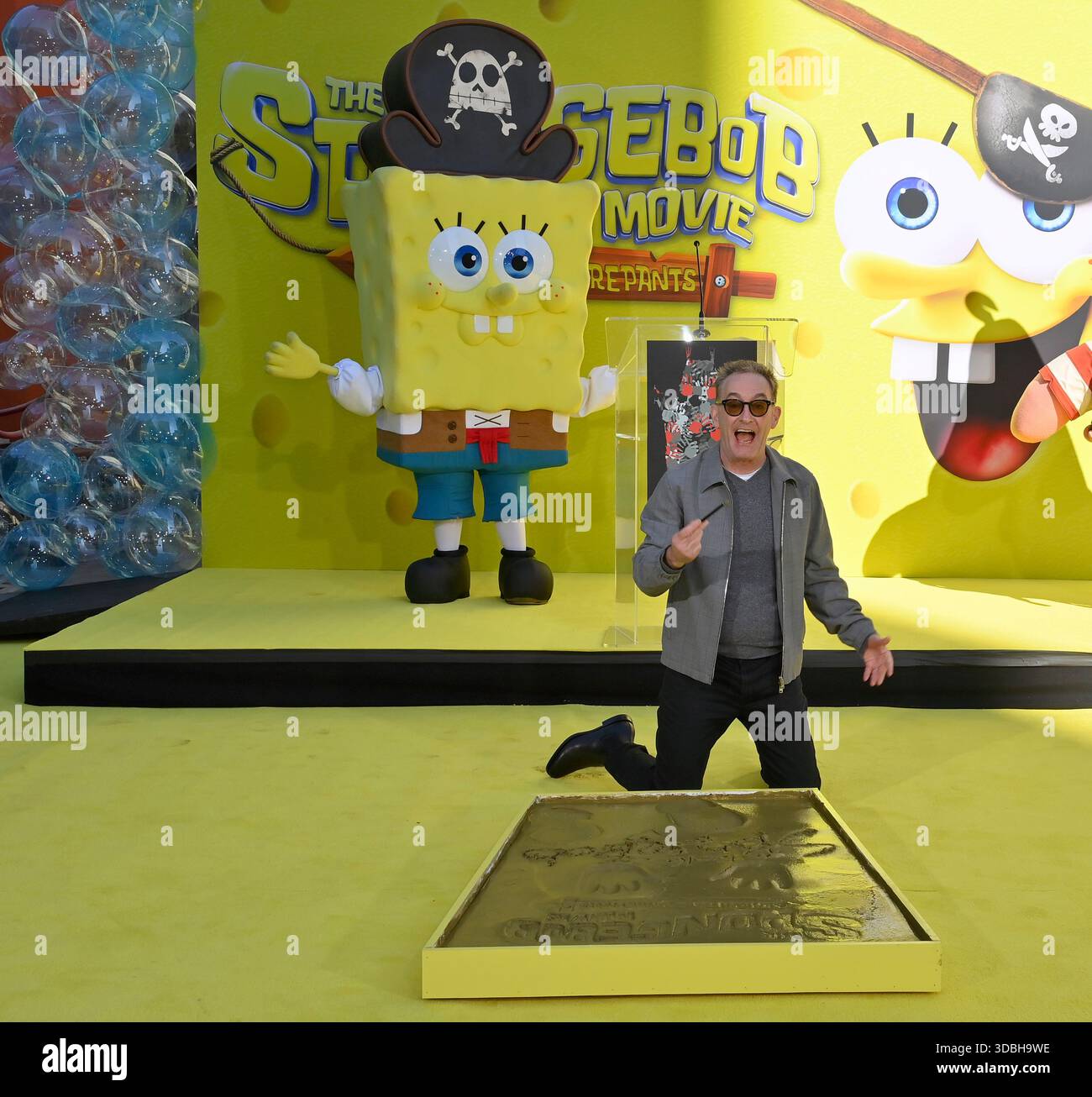 Tom Kenny, the voice of SpongeBob participates in a hand and footprint ...