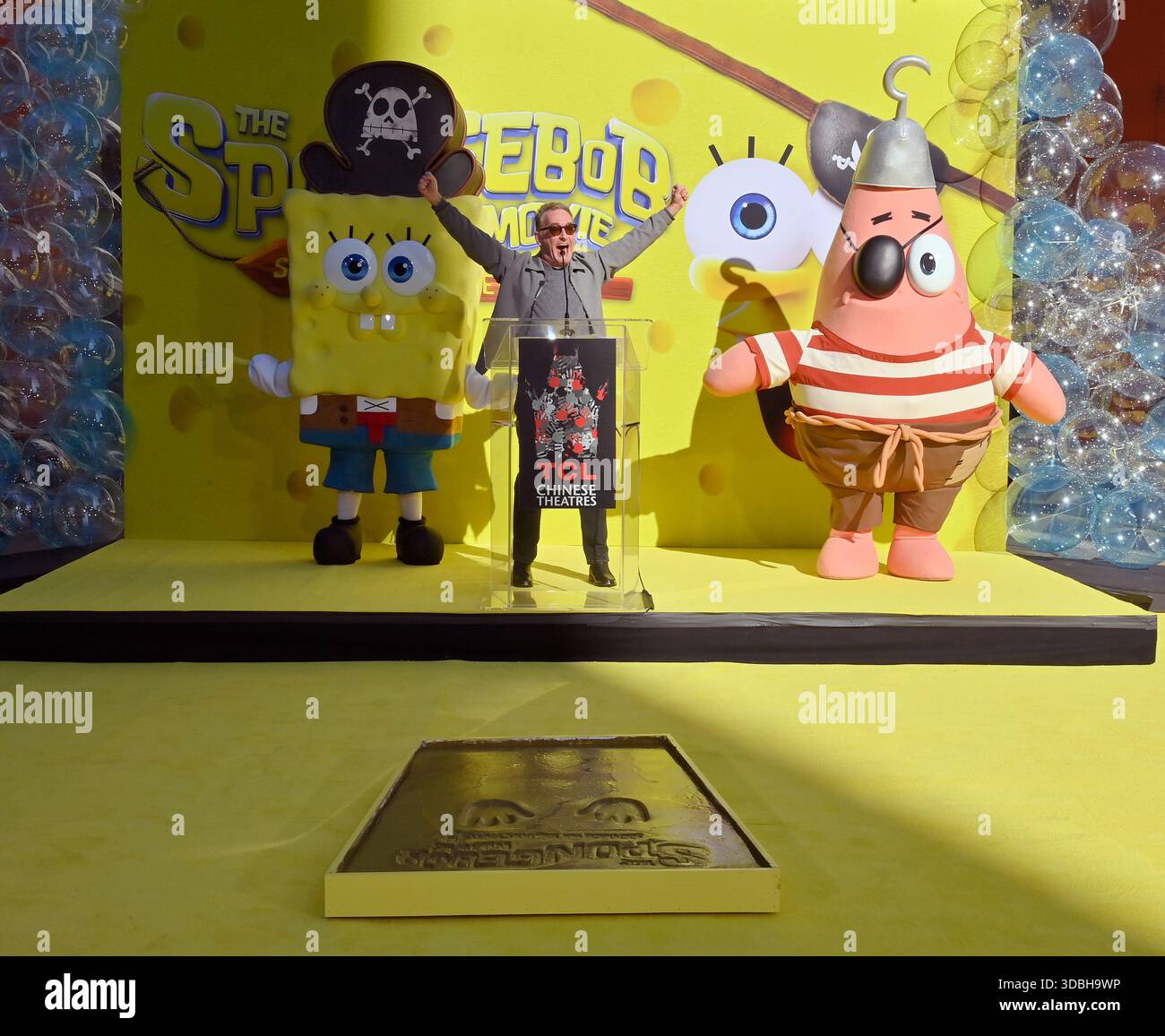 Tom Kenny, the voice of SpongeBob participates in a hand and footprint ...