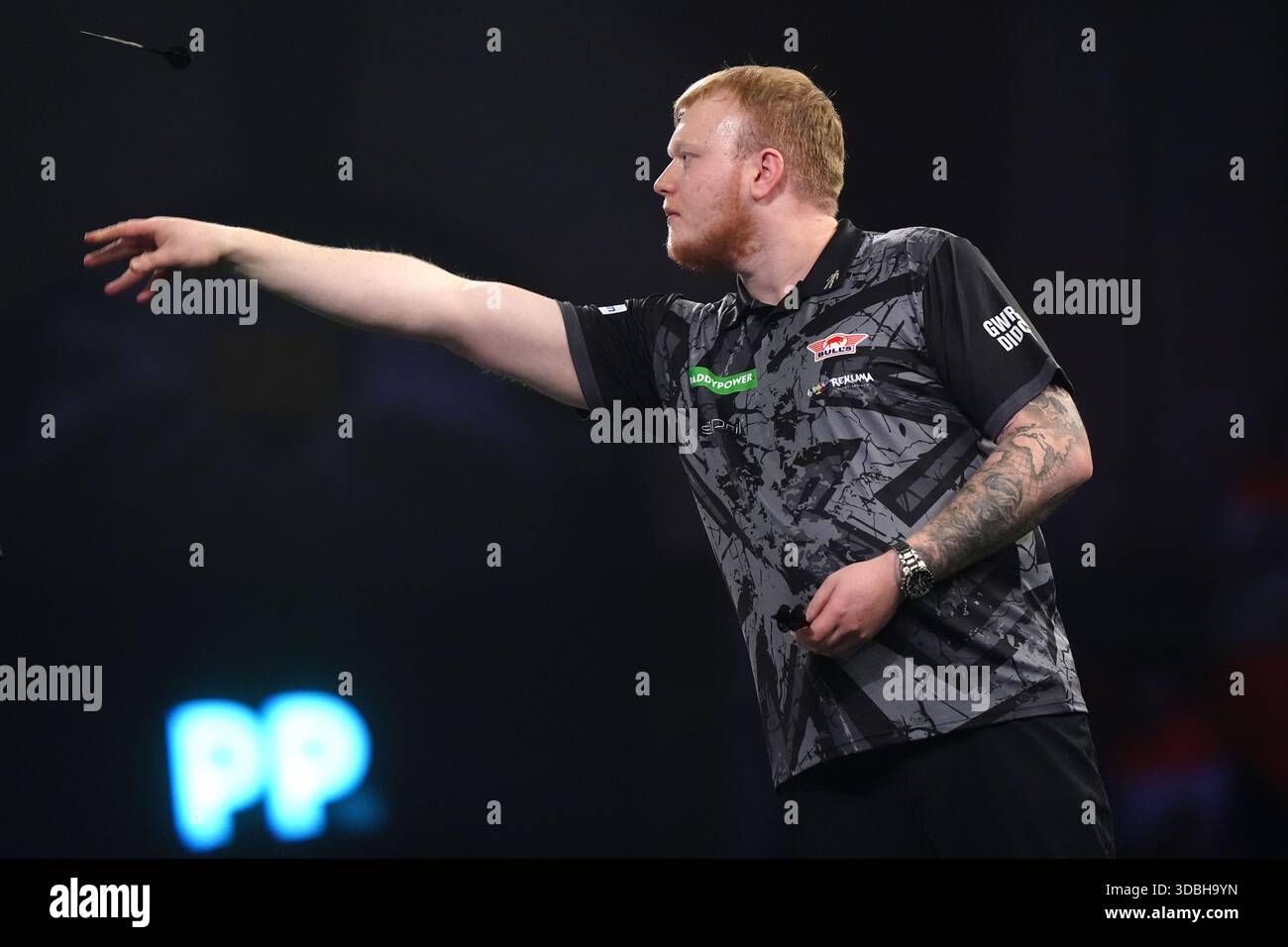 Adam Gawlas in action on day six of the Paddy Power World Darts ...
