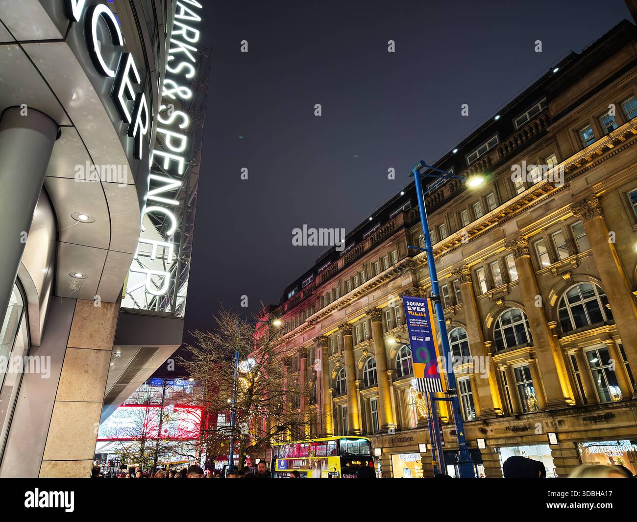 Manchester, UK - November 22, 2025: Nighttime cityscape in Manchester ...