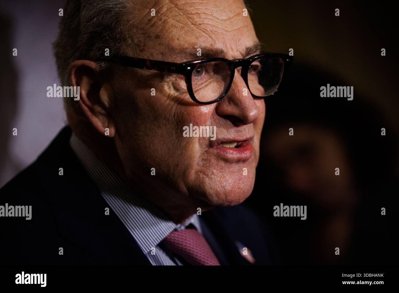 Senate Minority Leader Chuck Schumer (D-NY) speaks during a press ...
