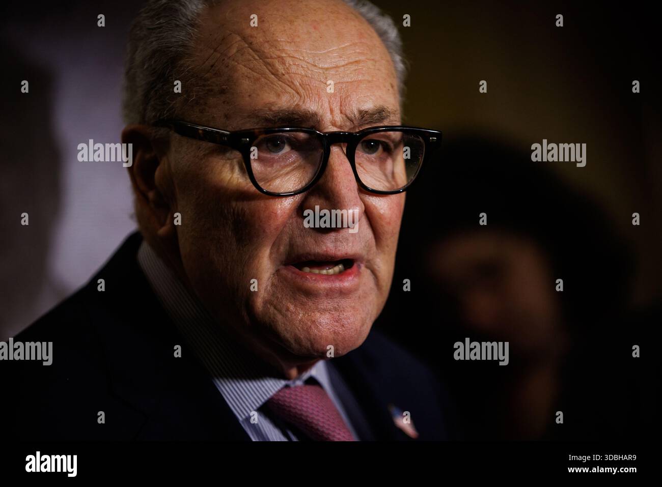 Senate Minority Leader Chuck Schumer (D-NY) speaks during a press ...