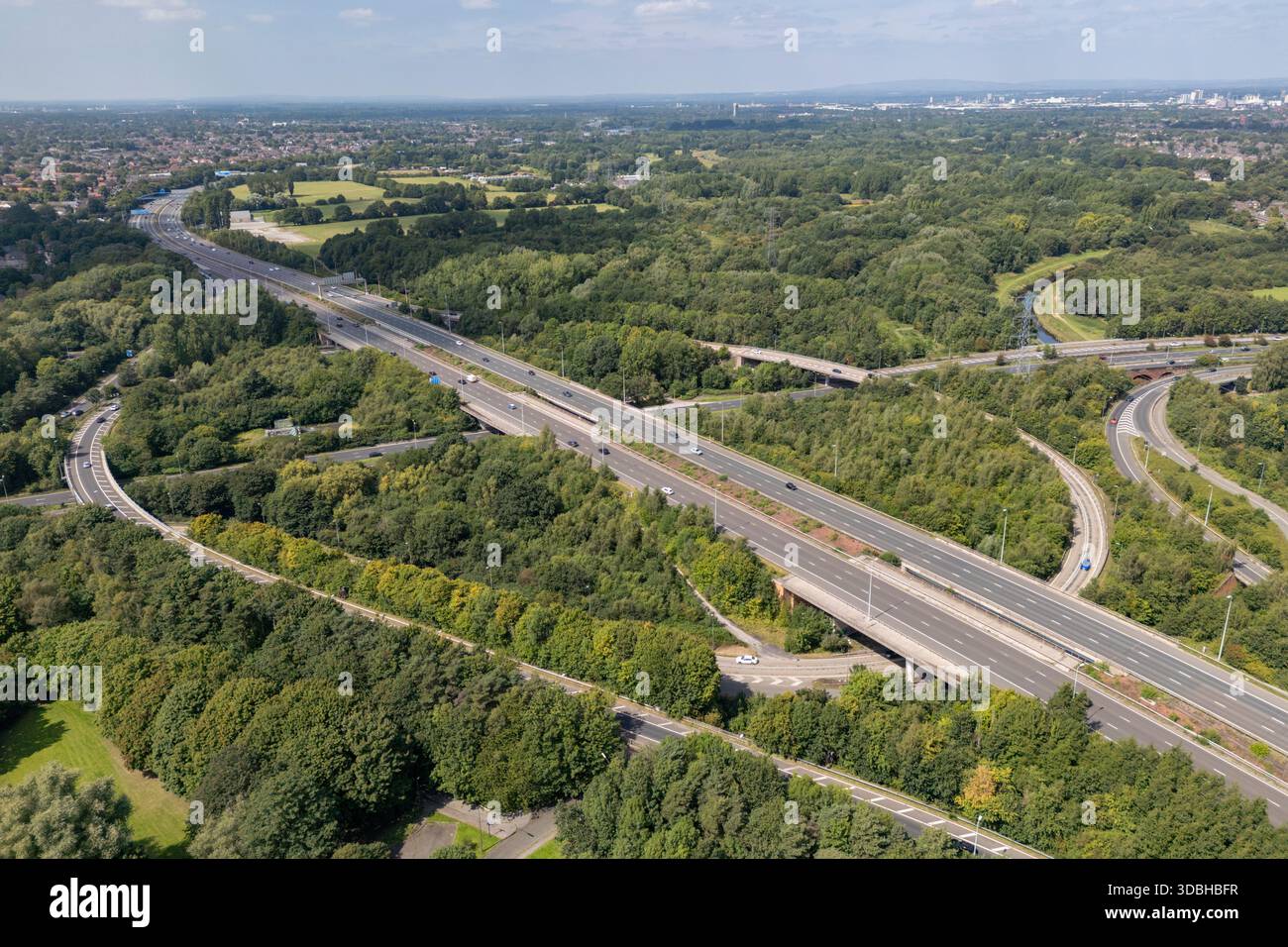 Aerial view of Princess Parkway and M60 (junction 5), north Manchester ...
