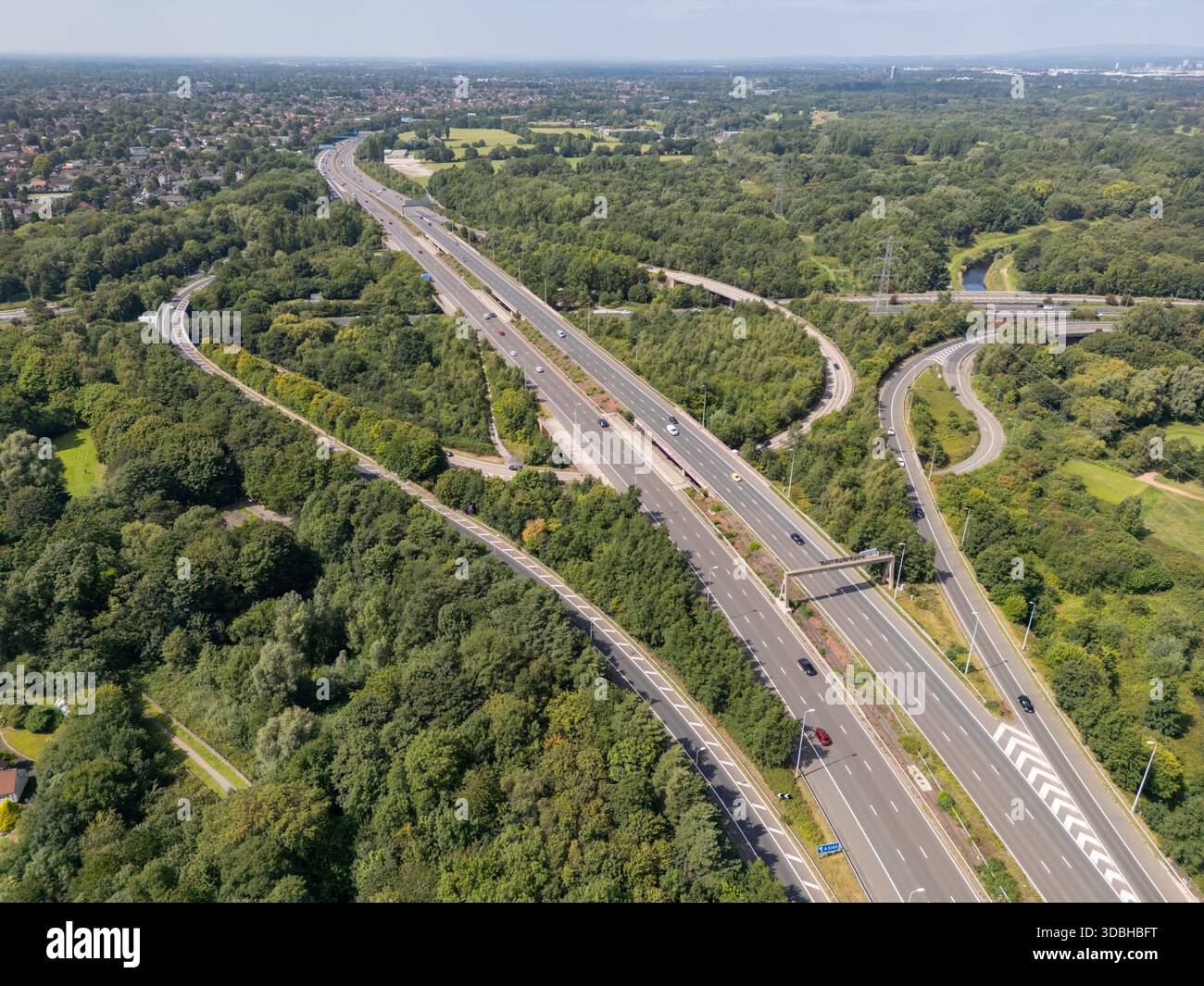 Aerial view of Princess Parkway and M60 (junction 5), north Manchester ...