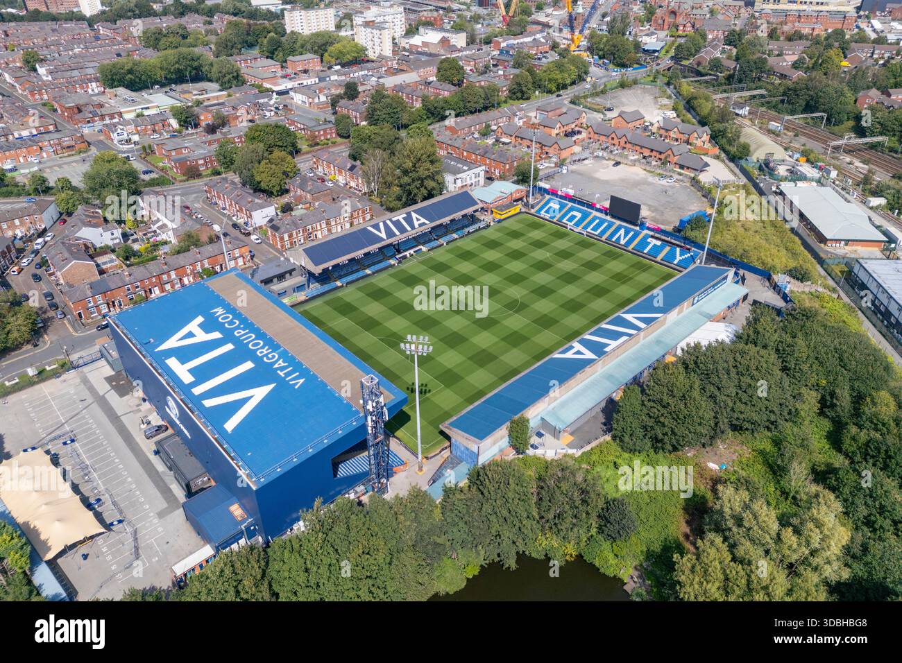 Aerial view of Edgeley Park, home ground of Stockport County Football ...