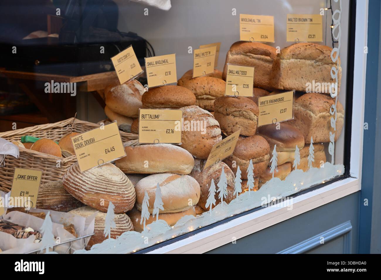 Lichfield, UK - December 10, 2025: Artisanal Bakery Window Display With ...