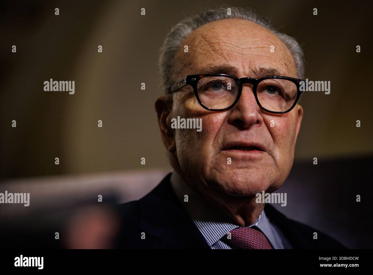 Senate Minority Leader Chuck Schumer (D-NY) speaks during a press ...