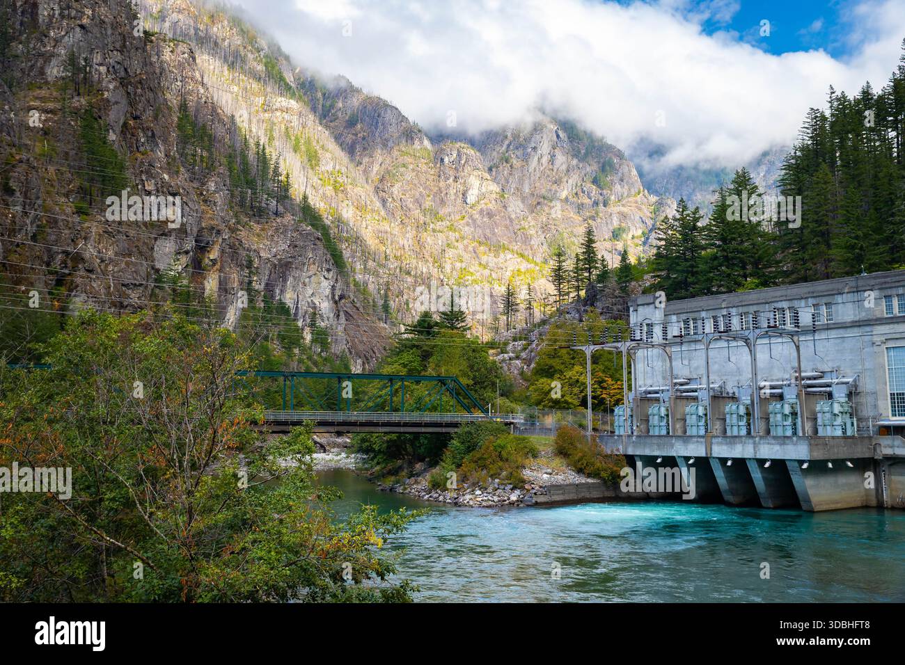 The Newhalem Creek Powerhouse, a historic hydroelectric facility of the ...