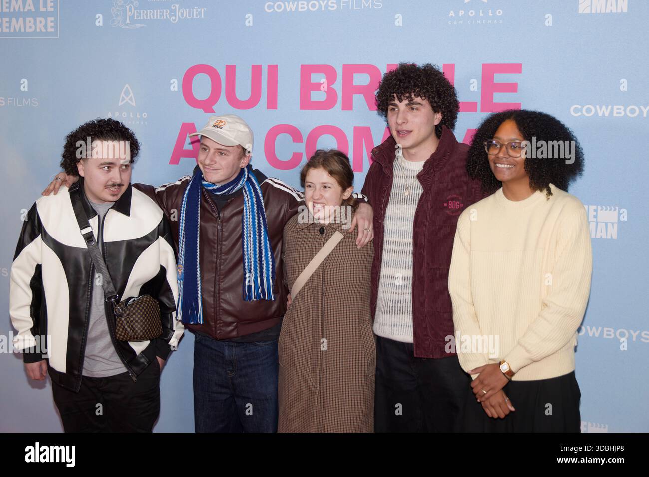 Paris, France. 16th Dec, 2025. Nazim Zeghoudi, guest, Lucas Cenciai and ...