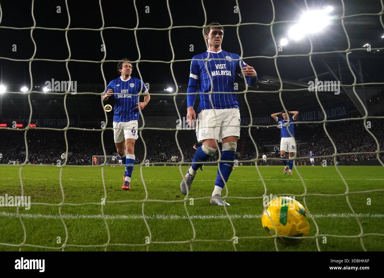 Cardiff City's Calum Chambers retrieves the ball after Chelsea's Alejandro Garnacho (not ...