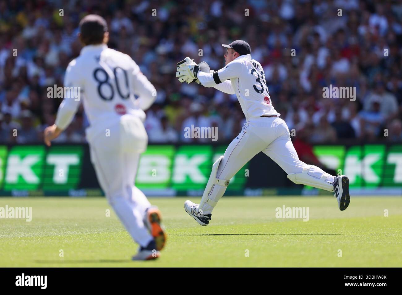 England's Jamie Smith catches Australia's Jake Weatherald during play ...
